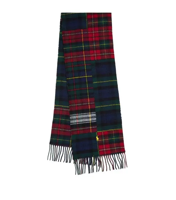 Ralph Lauren Wool-blend Plaid Fringed Scarf - Red