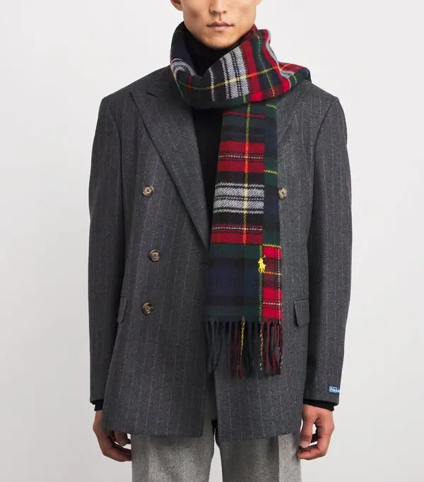 Polo Ralph Lauren Wool-blend Plaid Fringed Scarf - Red