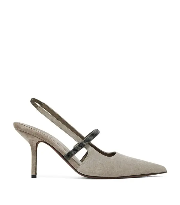 Brunello Cucinelli Suede Slingback Heels