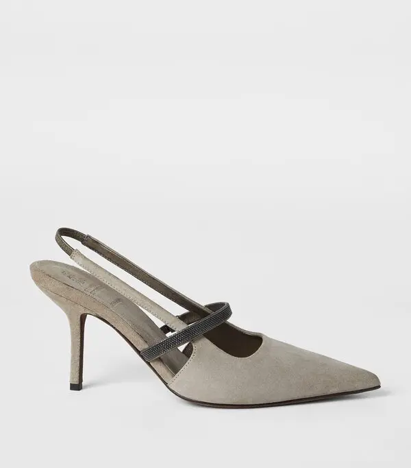 Brunello Cucinelli Suede Slingback Heels