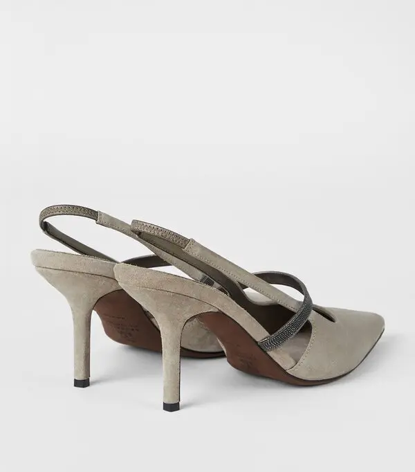 Brunello Cucinelli Suede Slingback Heels