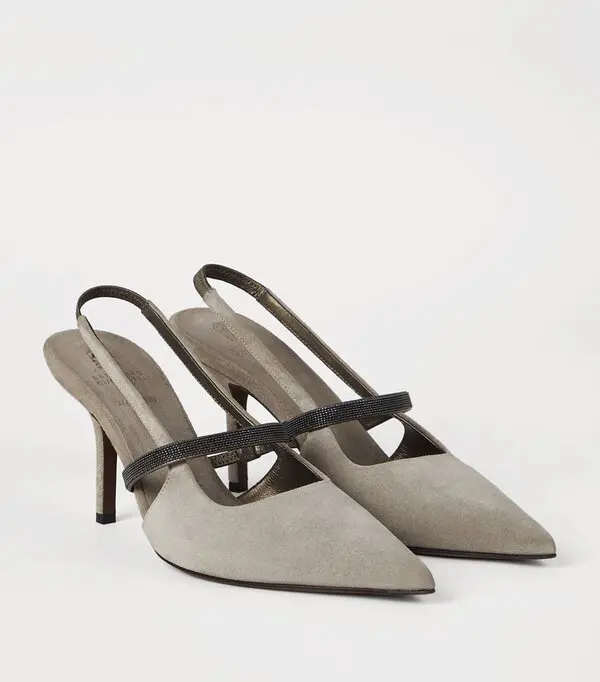 Brunello Cucinelli Suede Slingback Heels