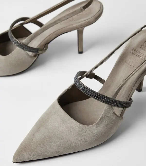 Brunello Cucinelli Suede Slingback Heels