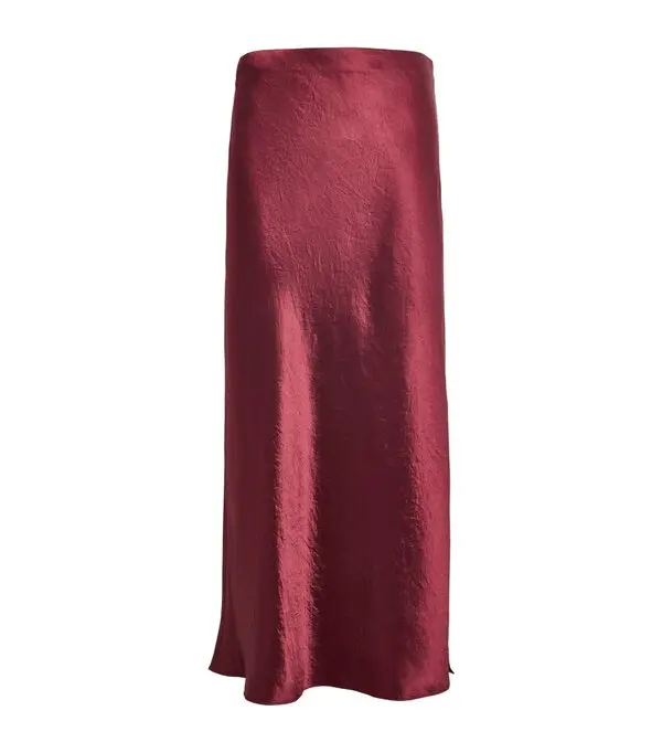 Vince Crinkled Satin Midi Skirt