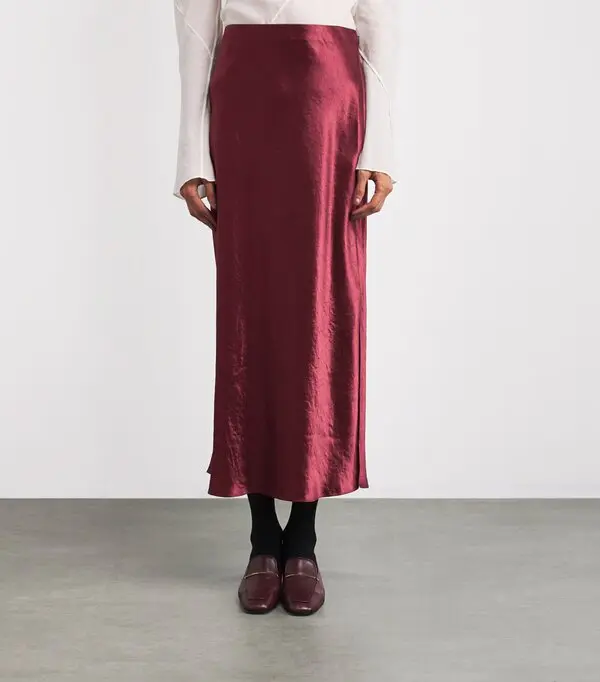 Vince Crinkled Satin Midi Skirt