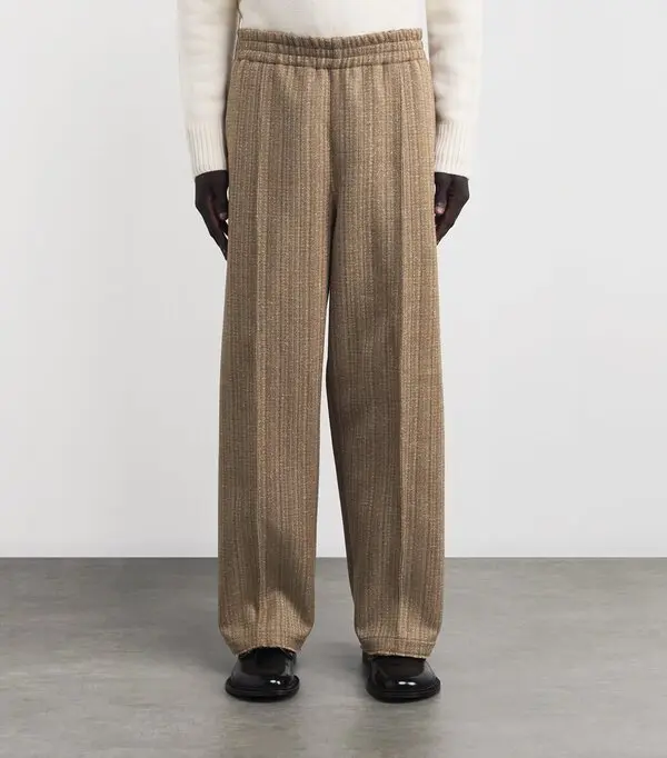 AMI Paris Wool-blend Wide-leg Trousers