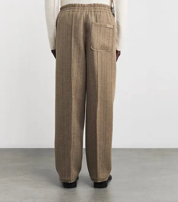 AMI Paris Wool-blend Wide-leg Trousers