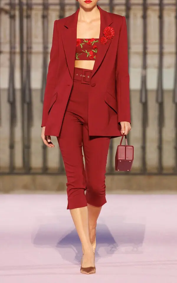 Carolina Herrera Single-breasted Bi-stretch Wool Tailored Jacket - Red