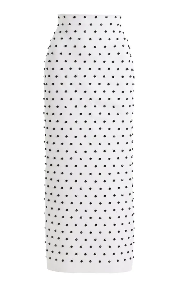 Carolina Herrera Beaded Knit Midi Pencil Skirt - Black,white