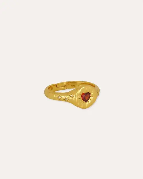 OTTOMAN HANDS Garnet Heart Ring - Gold