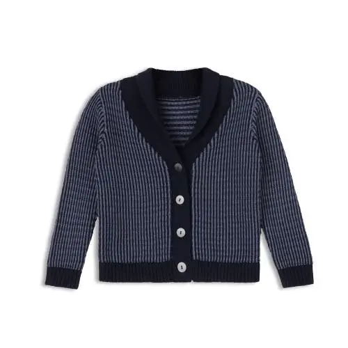 ELY'S & CO. Striped Knit Cardigan - Navy/blue