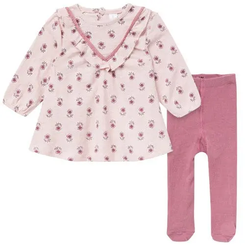 MODERN MOMENTS™ BY GERBER Ruffle Dress And Tights Set - Pink Blush Florals