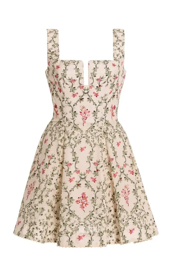 Agua Bendita Cotton Mini Dress With Floral - Print