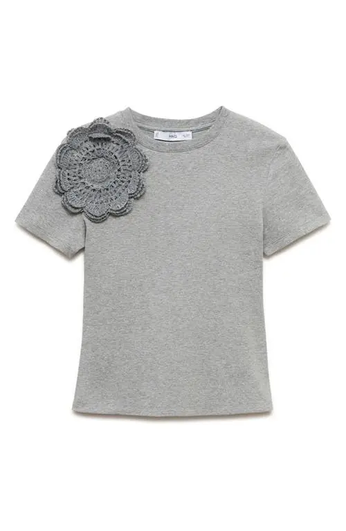 Mango 3d Flower Stretch Cotton T-shirt