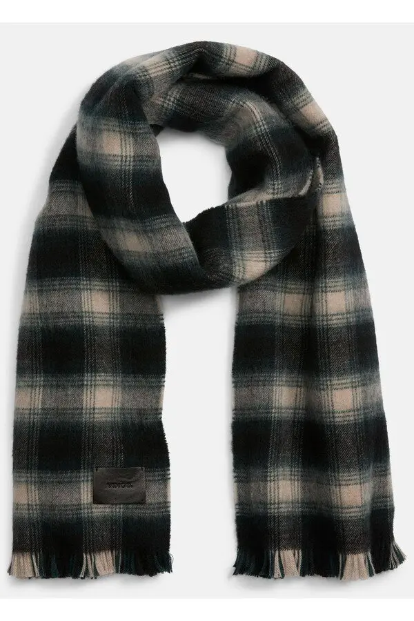 Vince Brushed Plaid Wool Scarf - Natural