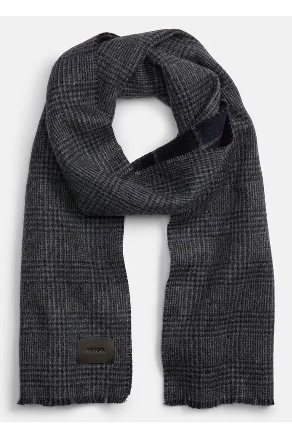 Vince Double-face Plaid Wool-cashmere Scarf - Blue