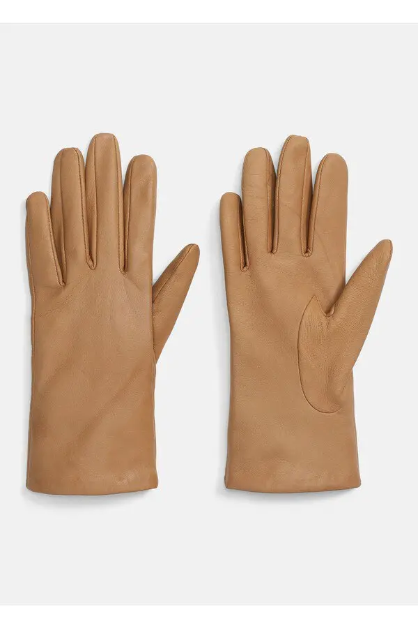 Vince Cashmere-lined Leather Gloves - Natural