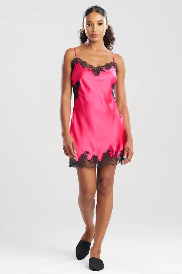 Natori Lolita Lace Silk Chemise - Pink