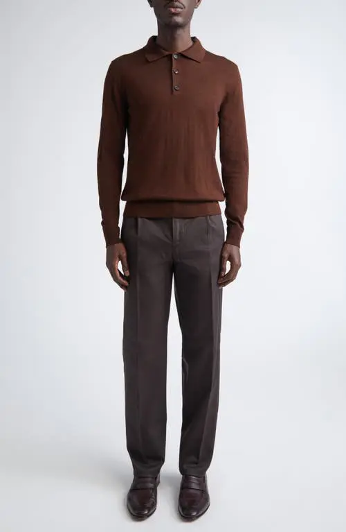 Isaia Stretch Cotton & Wool Pleated Trousers