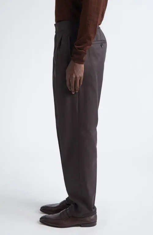 Isaia Stretch Cotton & Wool Pleated Trousers