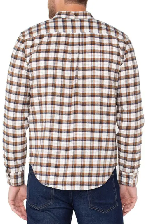 LIVERPOOL Plaid Button-down Shirt - Chestnut/navy Multi