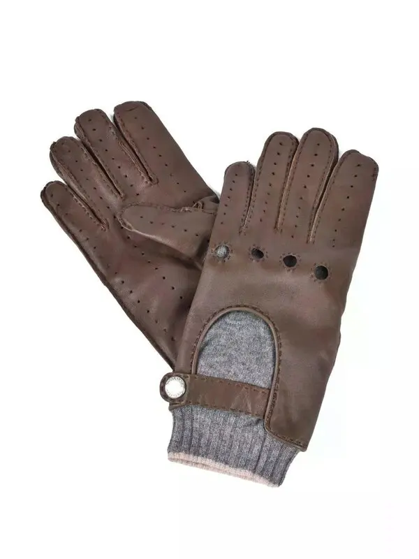 Brunello Cucinelli Perforated Leather Gloves - Brown