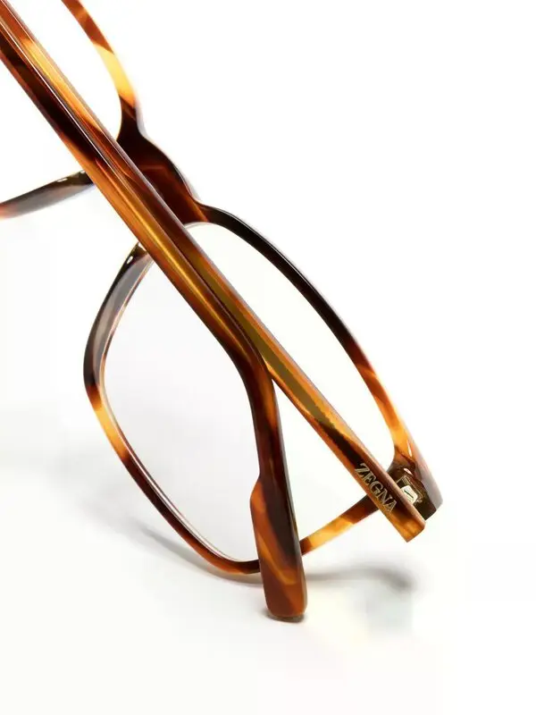 Zegna Tortoiseshell Square Frame Glasses