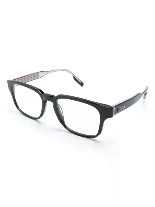 Zegna Logo Plaque Square Frame Glasses