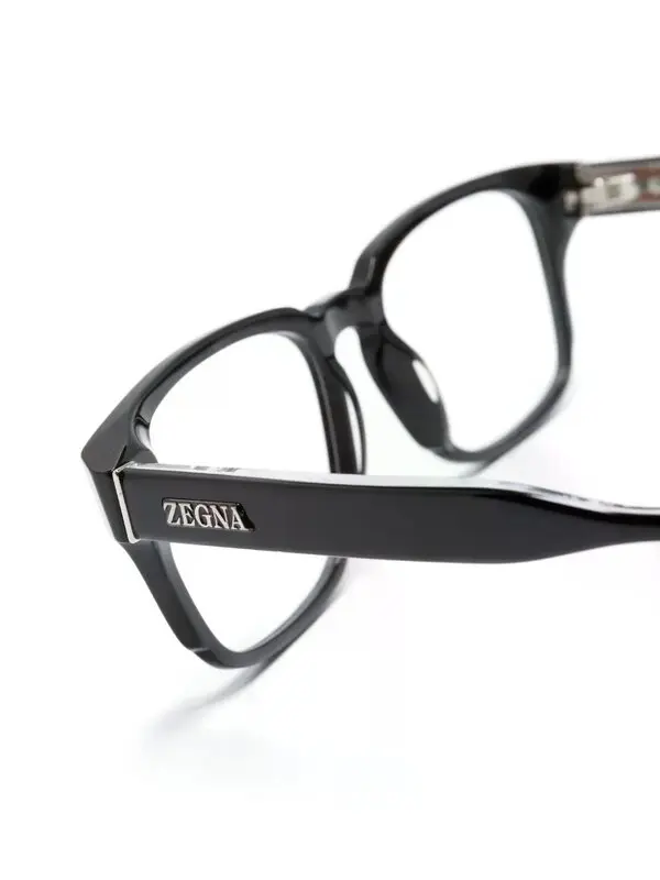 Zegna Logo Plaque Square Frame Glasses