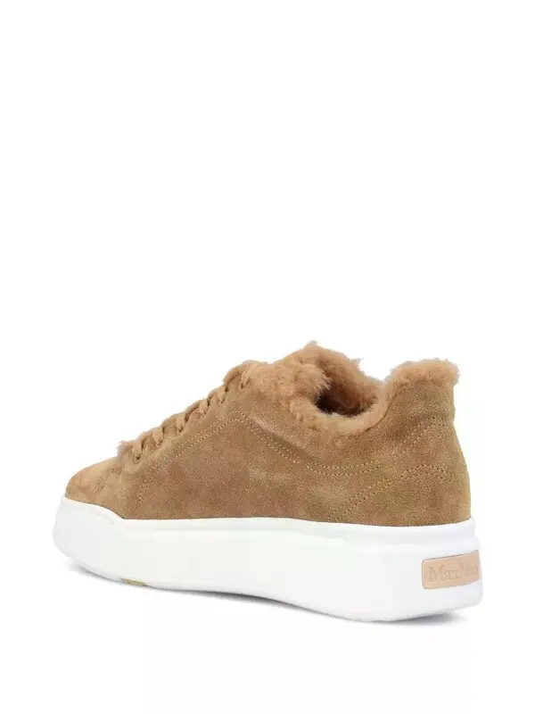 Max Mara Suede Sneakers With Shearling Trim - Brown