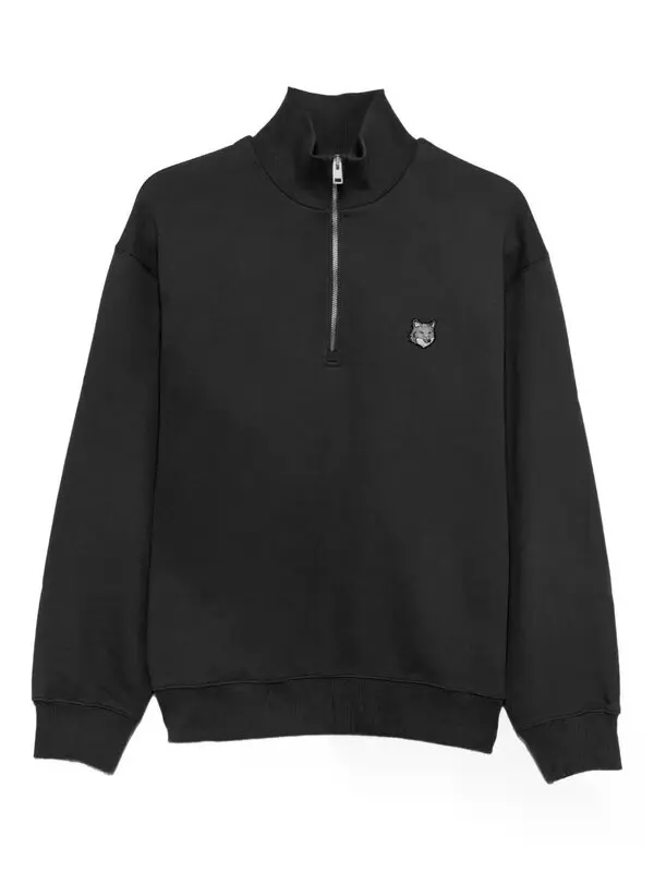 Maison Kitsuné Zip-up Fox Head Sweatshirt - Black