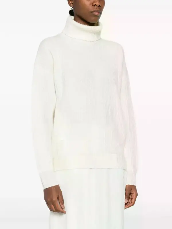 MADELEINE THOMPSON Turtleneck Ribbed Knit Sweater