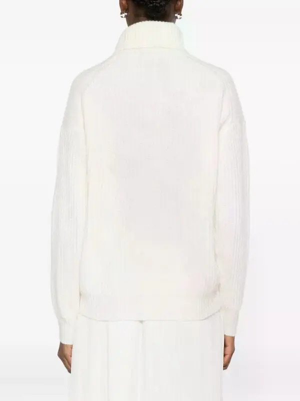 MADELEINE THOMPSON Turtleneck Ribbed Knit Sweater