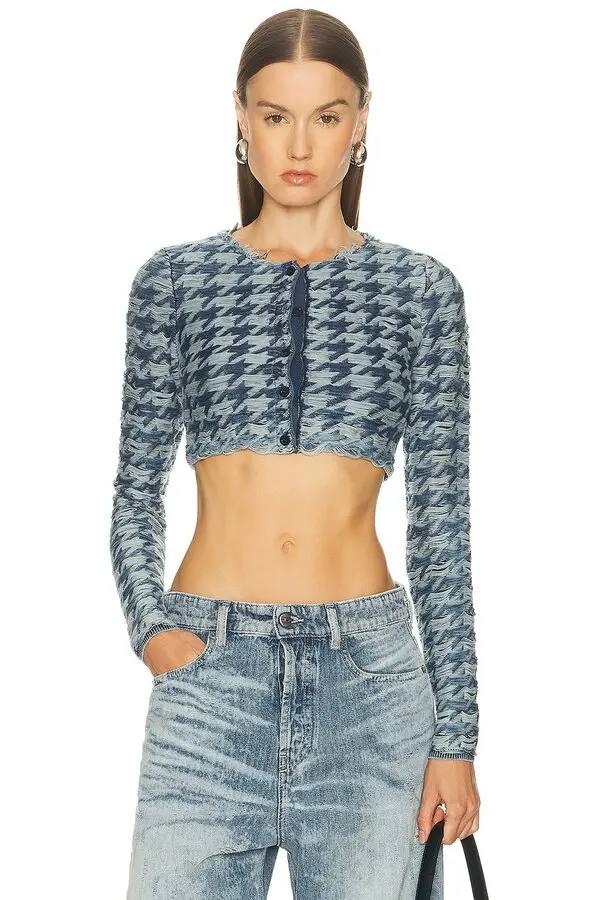 DIESEL Cropped Houndstooth Cardigan