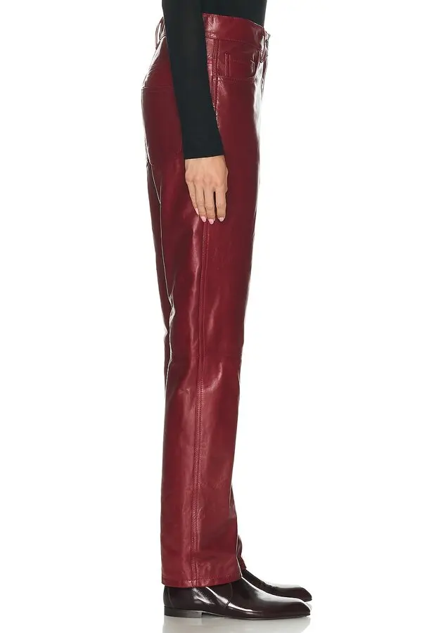 Khaite Callum Lambskin Leather Pant - Garnet
