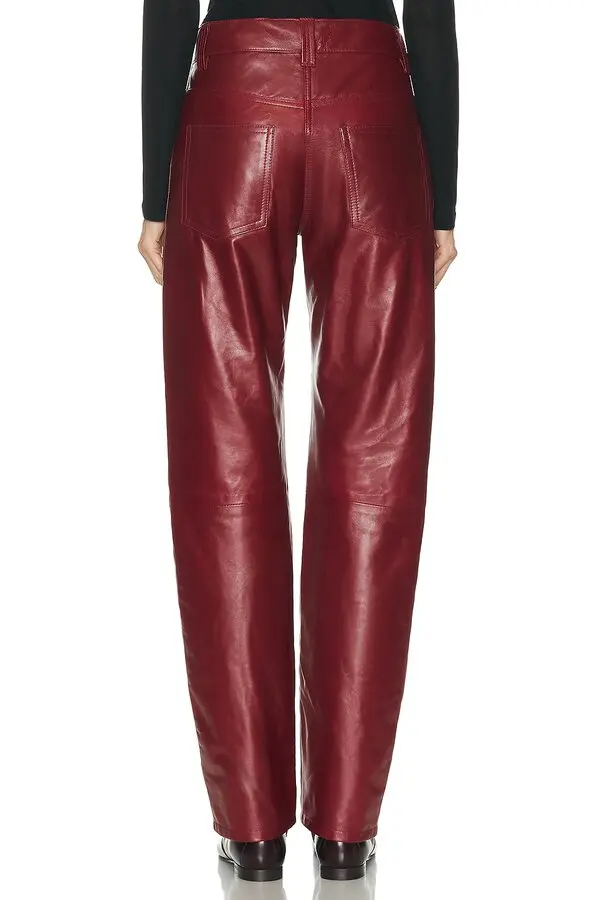 Khaite Callum Lambskin Leather Pant - Garnet