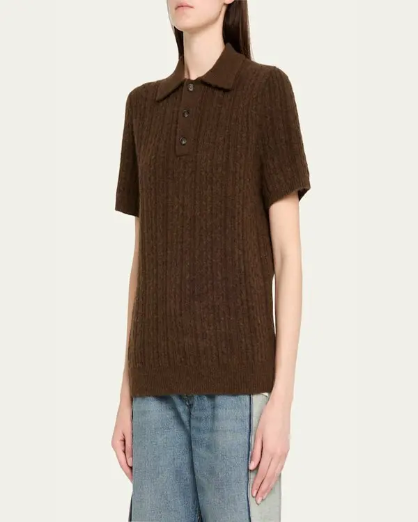 MAISON MARGIELA Short-sleeve Cable-knit Polo Shirt