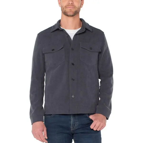 LIVERPOOL Stretch Corduroy Overshirt - Dark Grey