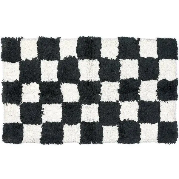 MACKENZIE-CHILDS Checkerboard Bath Rug - Black