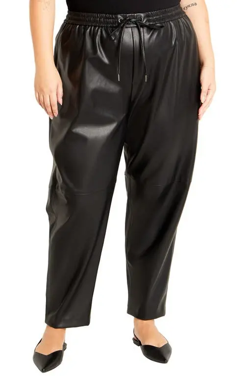 City Chic Mia Faux Leather Straight Leg Pants