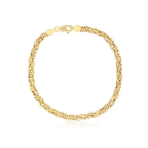 THE LOVERY FINE JEWELRY Braided Herringbone Bracelet - Yellow Gold