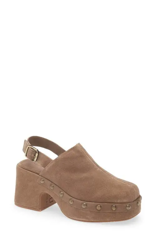 CHOCOLAT BLU Slingback Platform Clogs - Toffee Suede