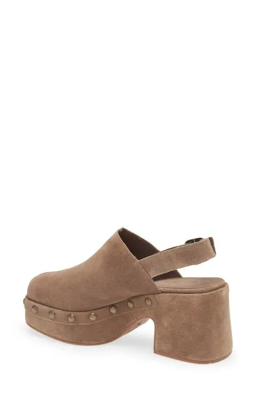 CHOCOLAT BLU Slingback Platform Clogs - Toffee Suede