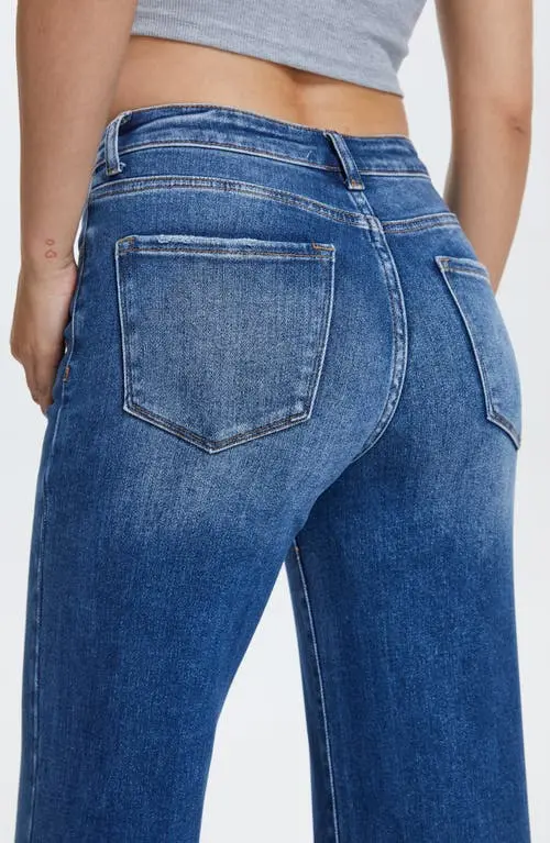 BAYEAS High-waist Wide-leg Jeans With Raw Hem - Azure