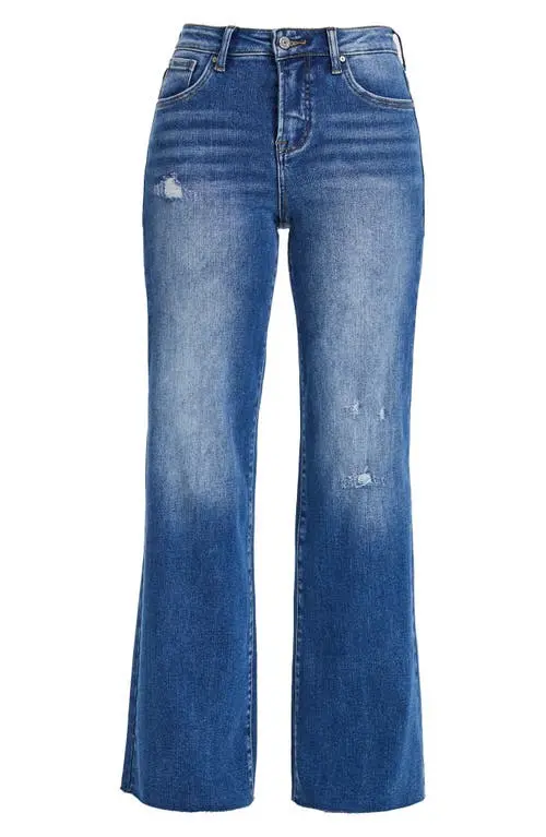 BAYEAS High-waist Wide-leg Jeans With Raw Hem - Azure