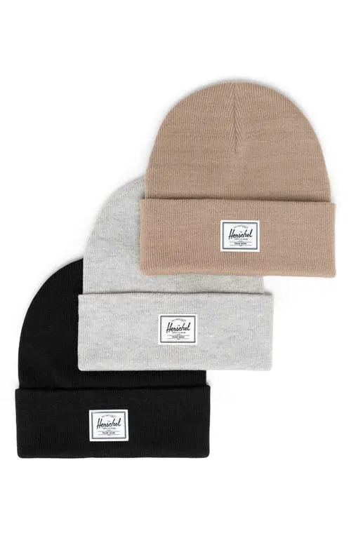 Herschel Supply Co. Elmer 3-pack Beanies - Light Grey/beige/black