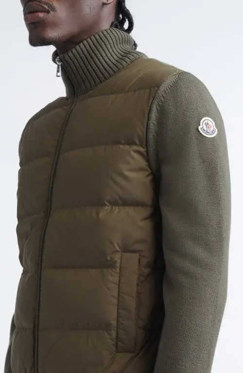 Moncler Quilted Down And Virgin Wool Cardigan - Backwoods