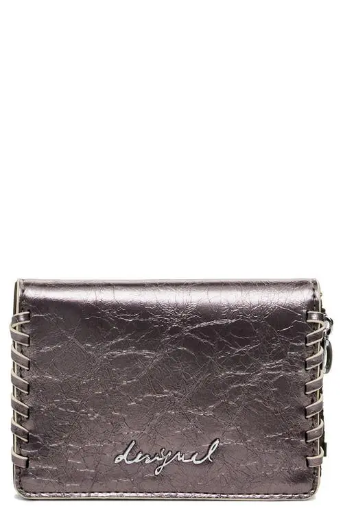 Desigual Medium Faux Leather Wallet - Silver