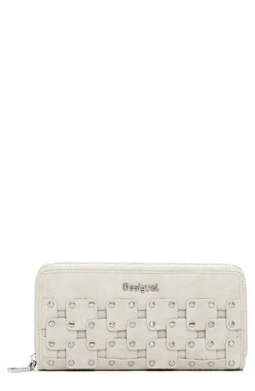 Desigual Embossed Faux Leather Long Wallet - Light Gray