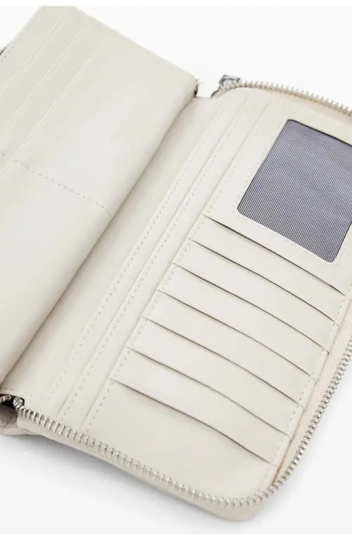Desigual Embossed Faux Leather Long Wallet - Light Gray